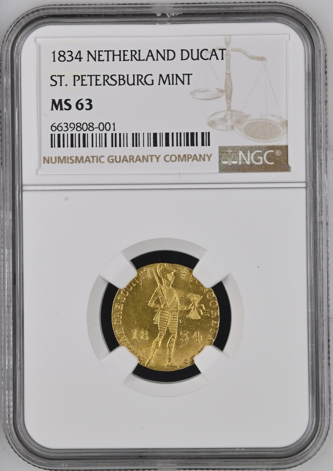 Russia (Netherlands) St. Petersburg mint DUCAT 1834 Nicholas I (1825-1855) NGC MS 63 TOP POP ...