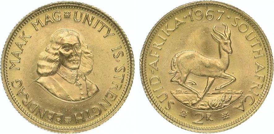 Südafrika 2 Rand Gold 1967 UNC | MA-Shops