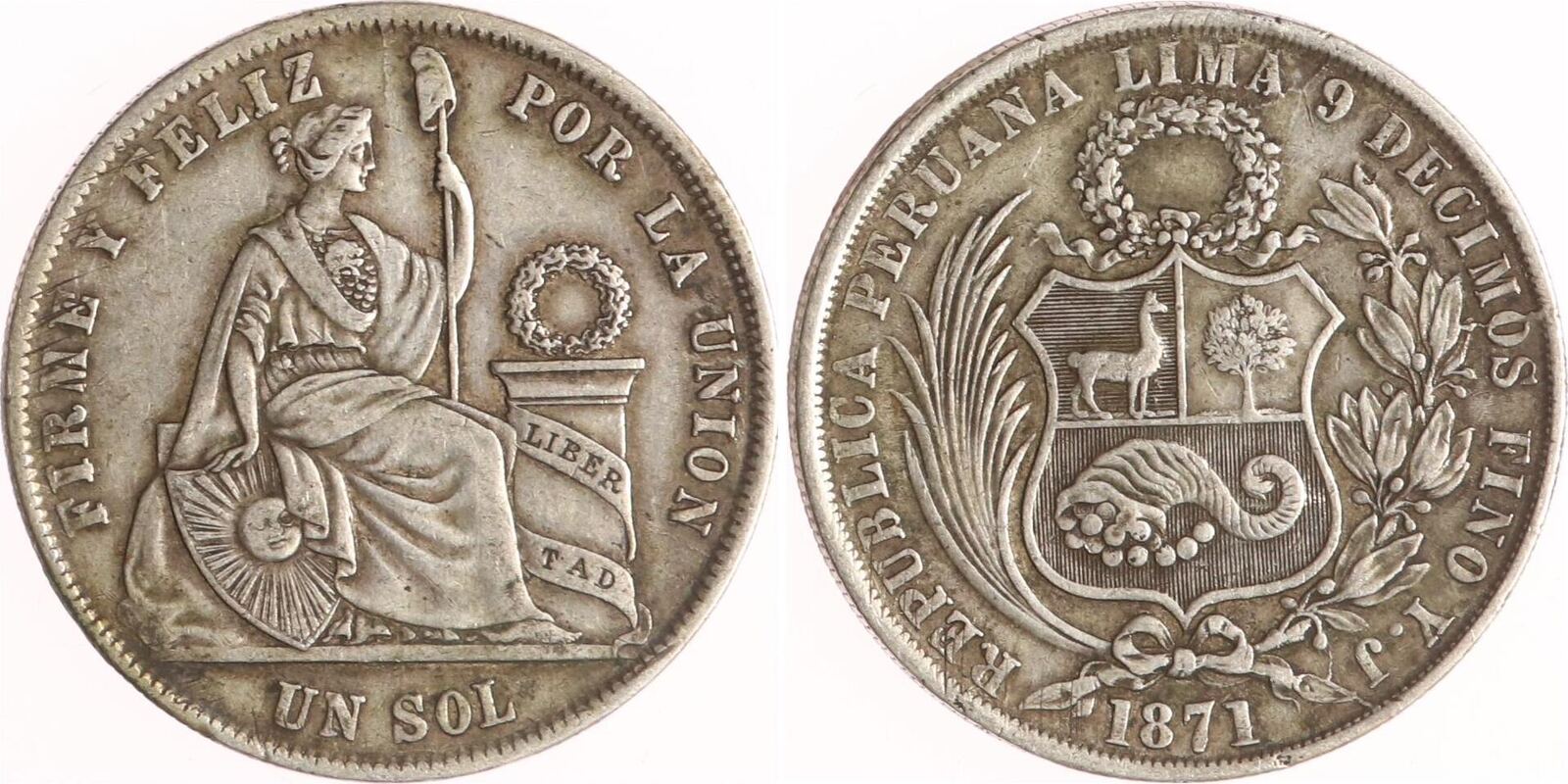 Peru 1 Sol 1871 VF | MA-Shops