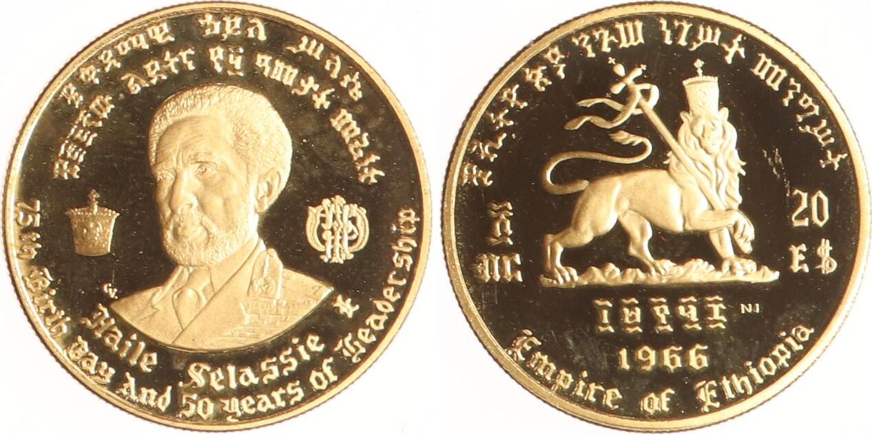 Äthiopien 20 Birr 1958/1966 Kaiser Haile Selassie. Proof | MA-Shops