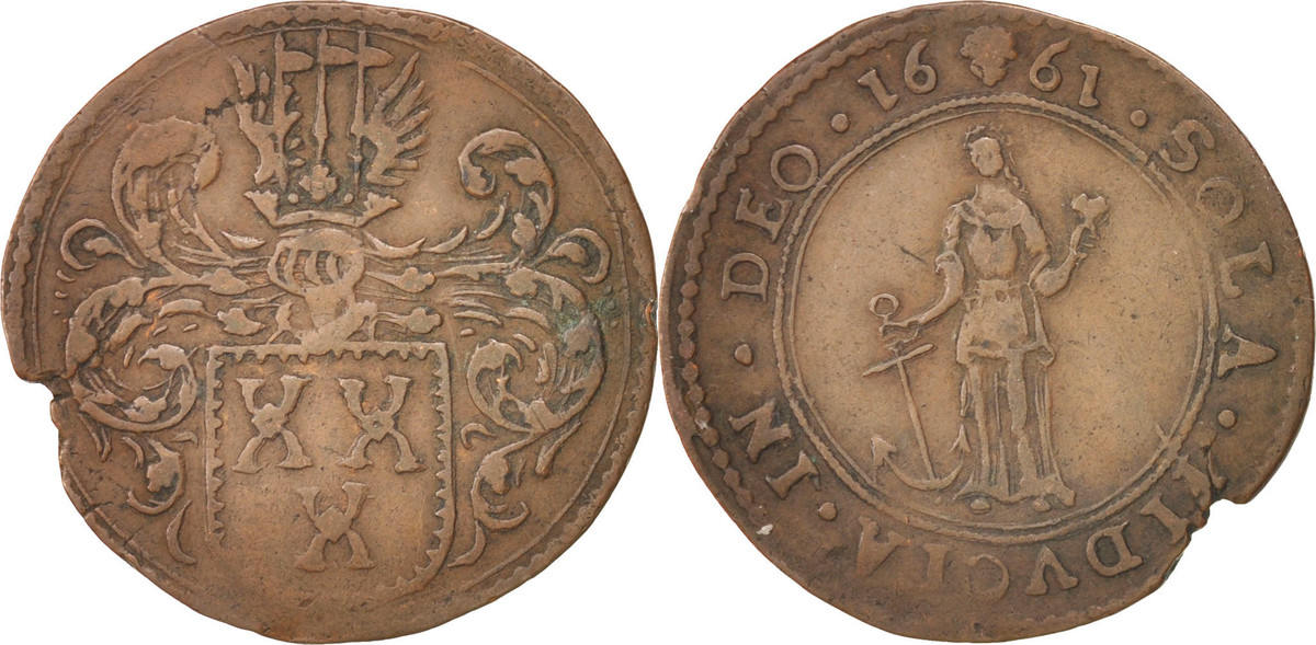 Netherlands Token 1661 Dutch Republic, Copper AU(50-53) | MA-Shops