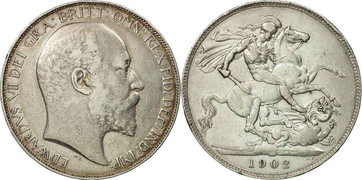 Great Britain Crown 1902 Coin, Edward VII, Silver, KM:803 EF(40-45 ...