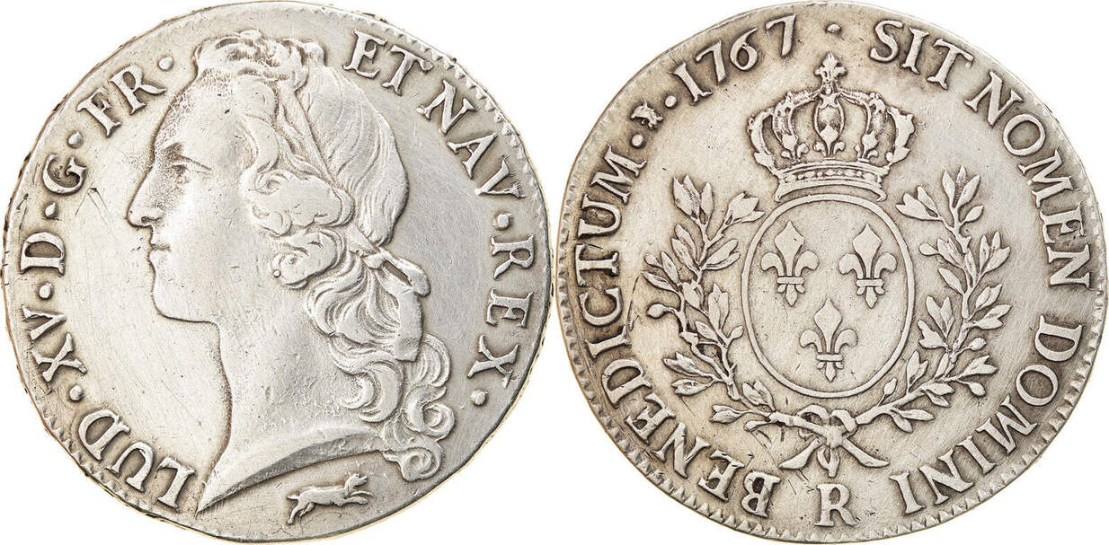 France Écu au bandeau 1767 Orléans Coin, Orléans, Rare, Silver AU(50-53 ...