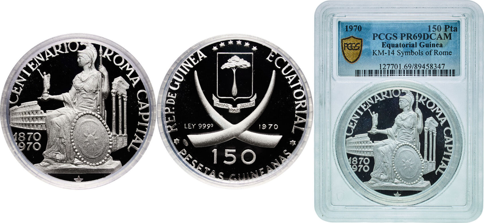 1970 Numismatica Italiana Mint Equatorial Guinea Republic 1970 150 ...