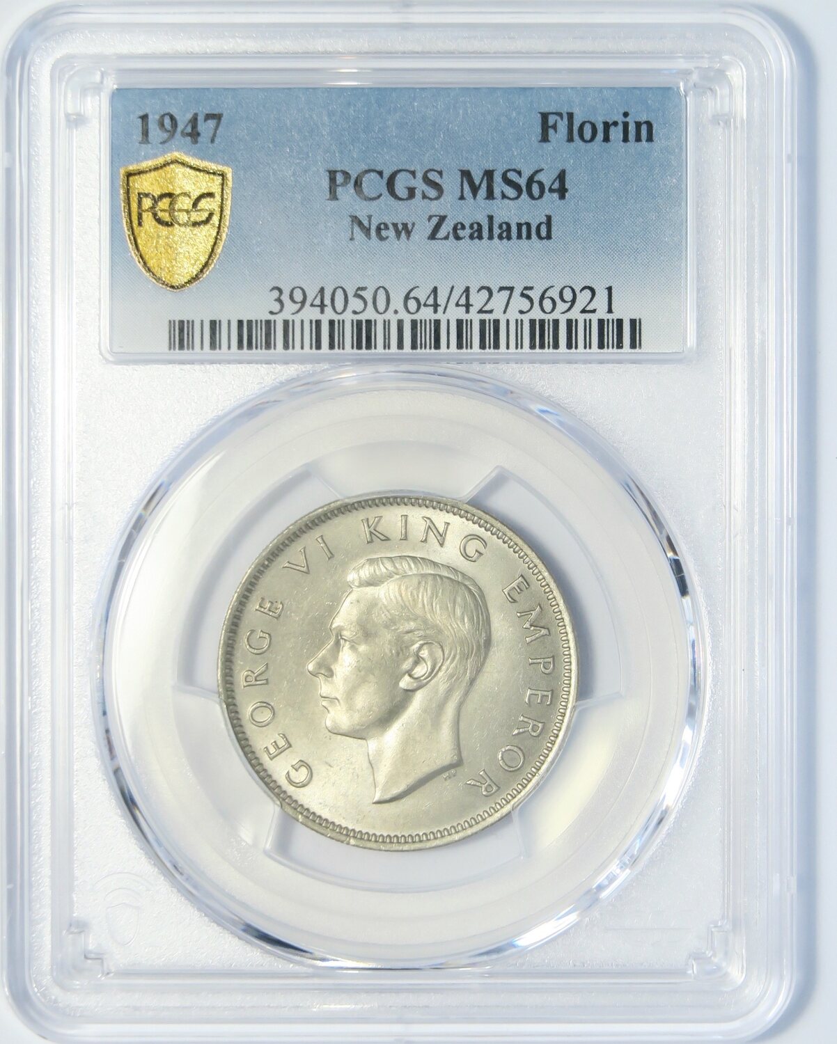 New Zealand Florin 1947 Only two graded higher by PCGS MS64 | MA-Shops