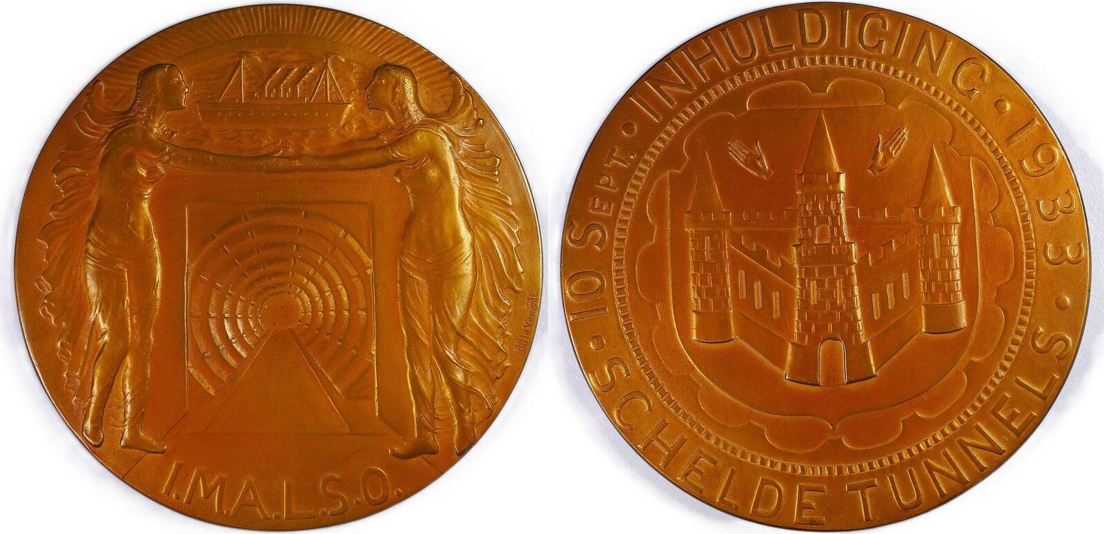 Belgium Historical medal 1933 Inauguration of the Scheldt Tunnels ...