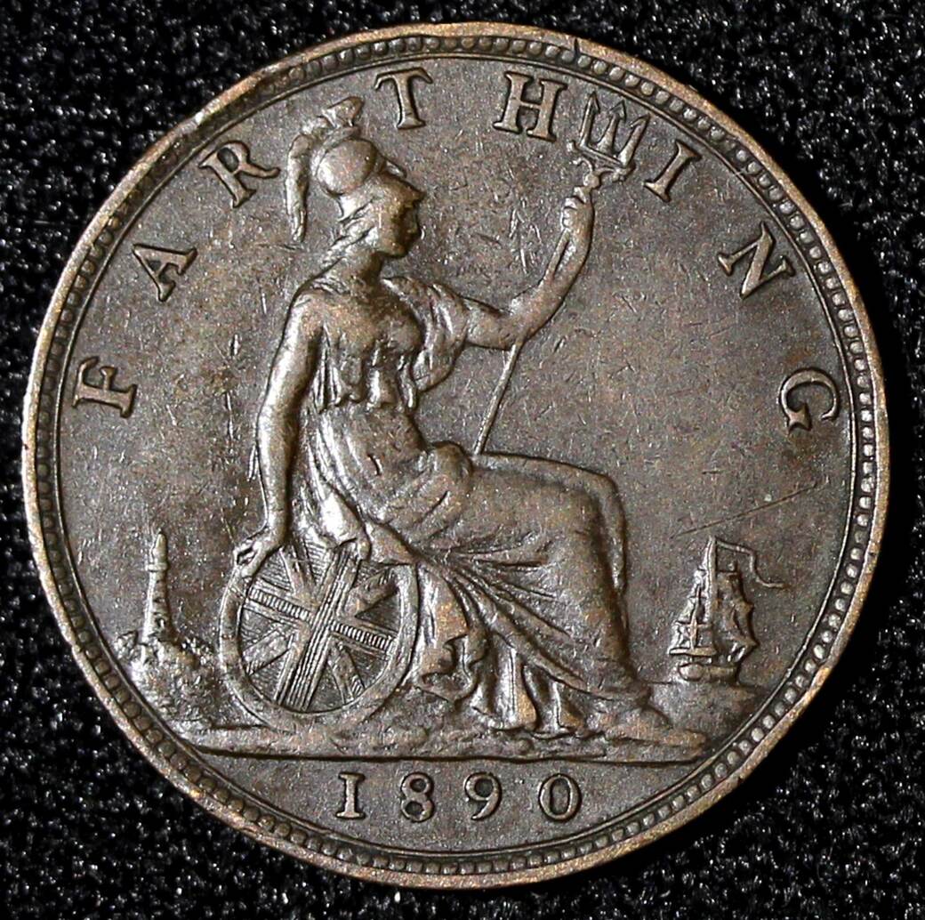 United Kingdom 1890 Farthing 1890 Great Britain Victoria Bronze KM# 753 ...