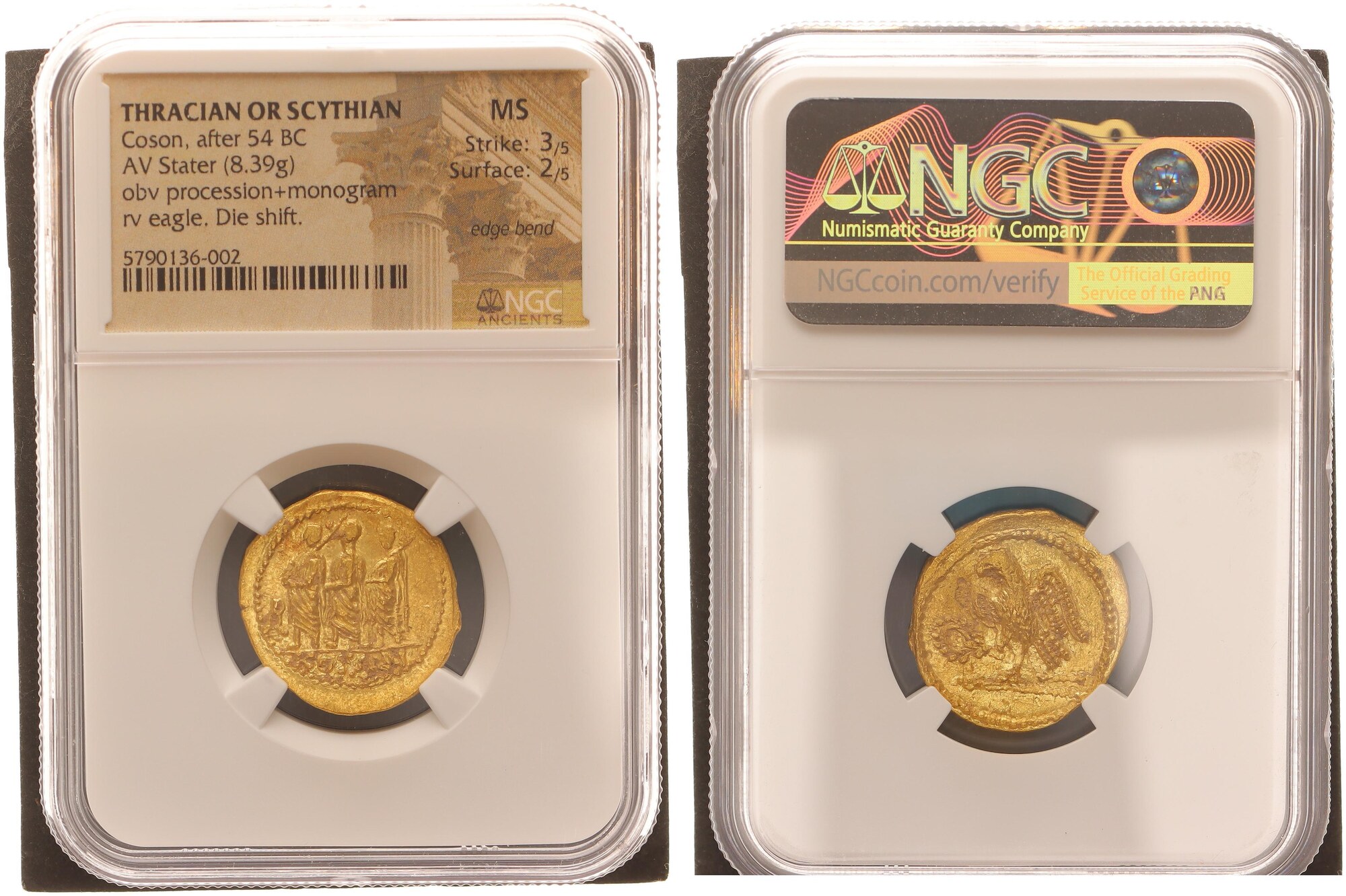 THRACIAN OR SCYTHIAN AV Stater Coson, after 54 BC Koson/Brutus ...