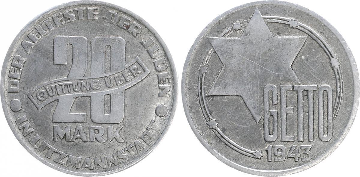 Deutschland / Polen / Getto Litzmannstadt 20 Mark mit ...