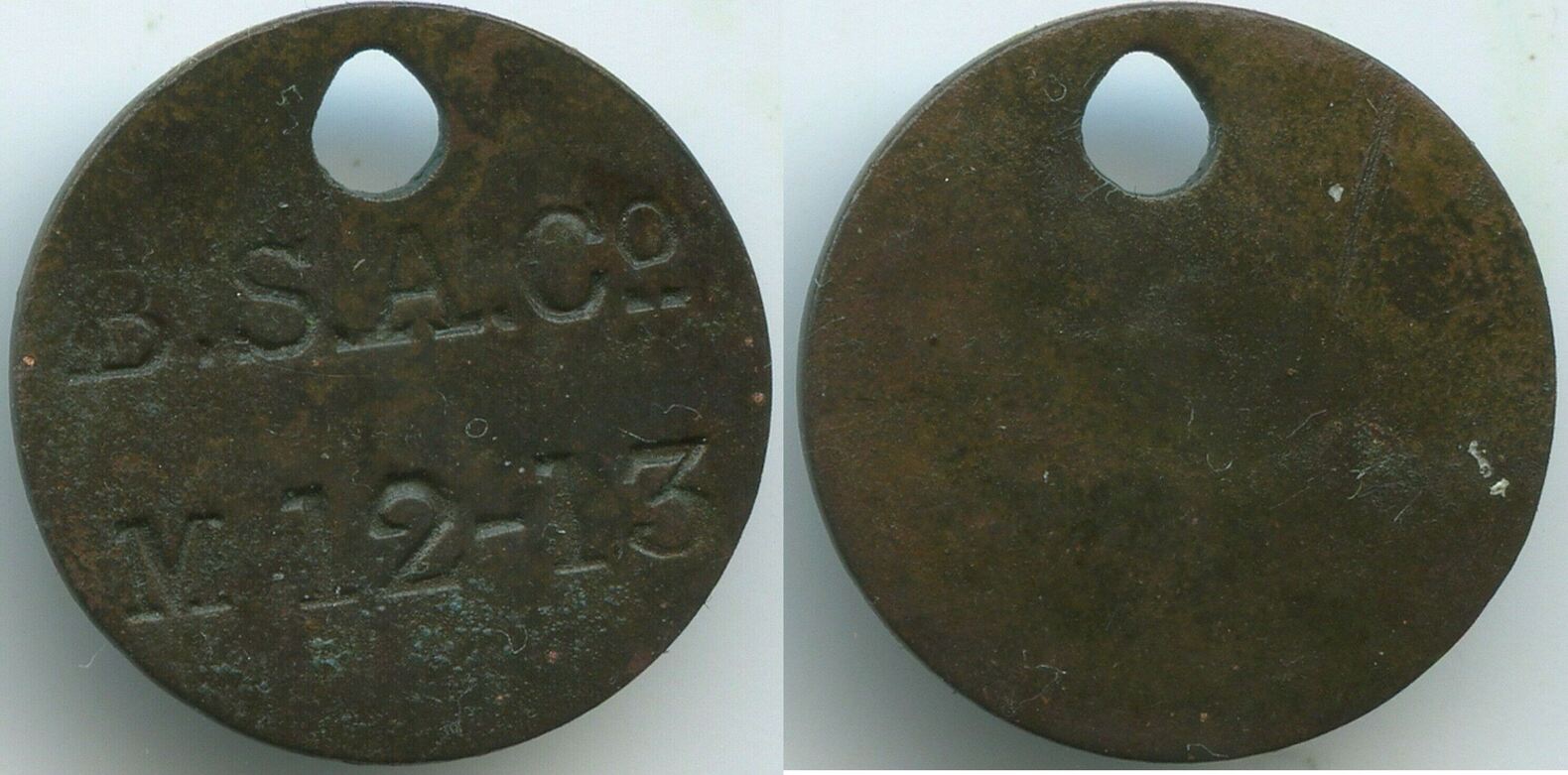 Rhodesien Hut Tax Token - Wertmarke 1912-1913 T101 - B.S.A.Co. M 1912 ...