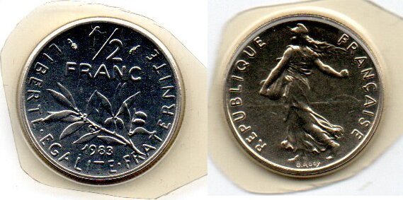 France - Frankreich 1/2 Franc 1983 BU | MA-Shops