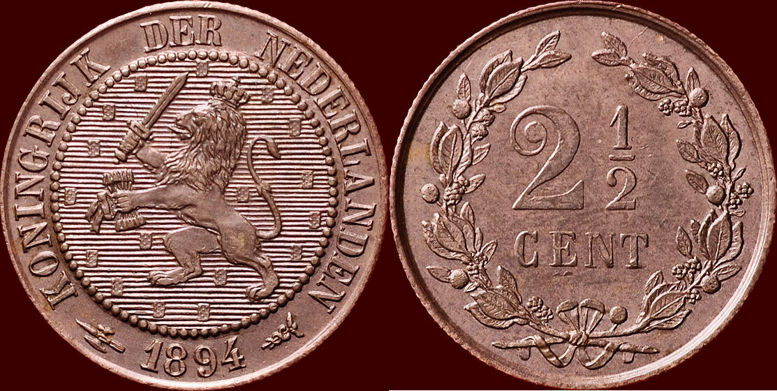 Koninkrijk Der Nederlanden 2 Cent 1894 NEDERLAND NETHERLANDS koninkrijk-der-nederlanden-2-cent-1894-nederland-netherlands