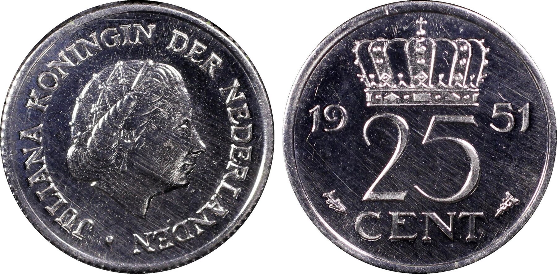 25 Cents Netherlands 25 cent 1951 Proof Rare PCGS PR63 | MA-Shops