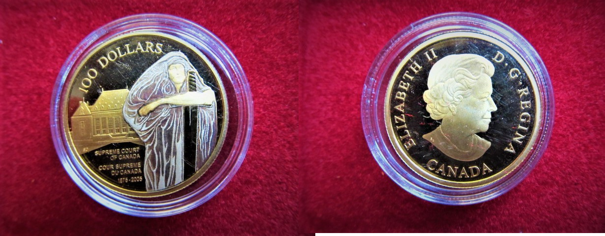 Kanada 100 Dollars 2005 Gold coin 100 $ Dollars colour - color ...