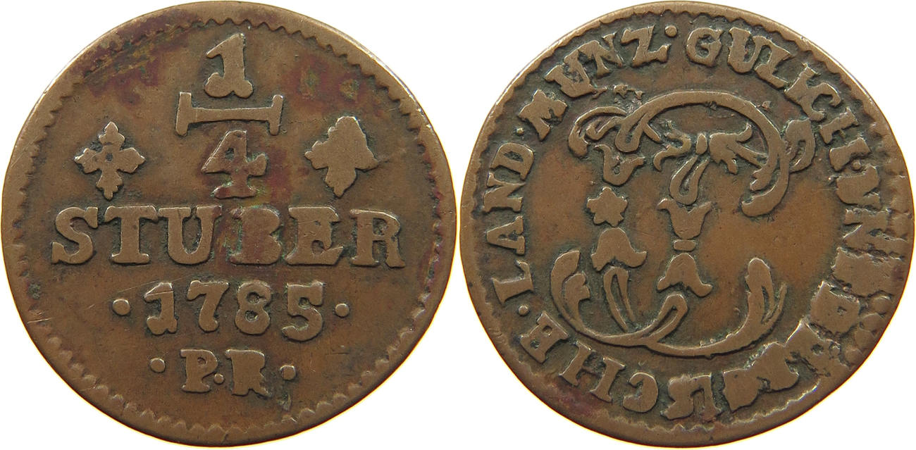 Jülich - Berg 1/4 stuber 1785 Karl Theodor 1742-1799. F-VF | MA-Shops