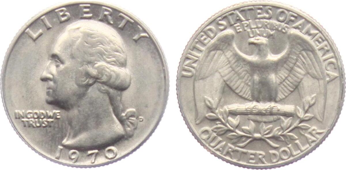 USA 1/4 Dollar - Quarter 1970 D Quarter - Washington EF | MA-Shops