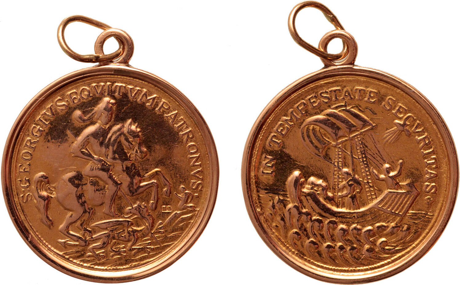 Hungary gold medal 19th. cent. St. George, Kremnitz, 14 karat with loop ...