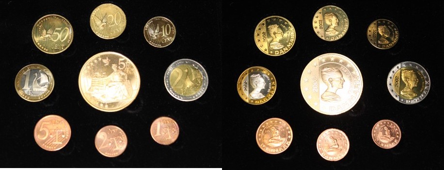 Danemark Série complète DENMARK - PROTOTYPE PROOF COIN SET 2002 - TRIAL ...