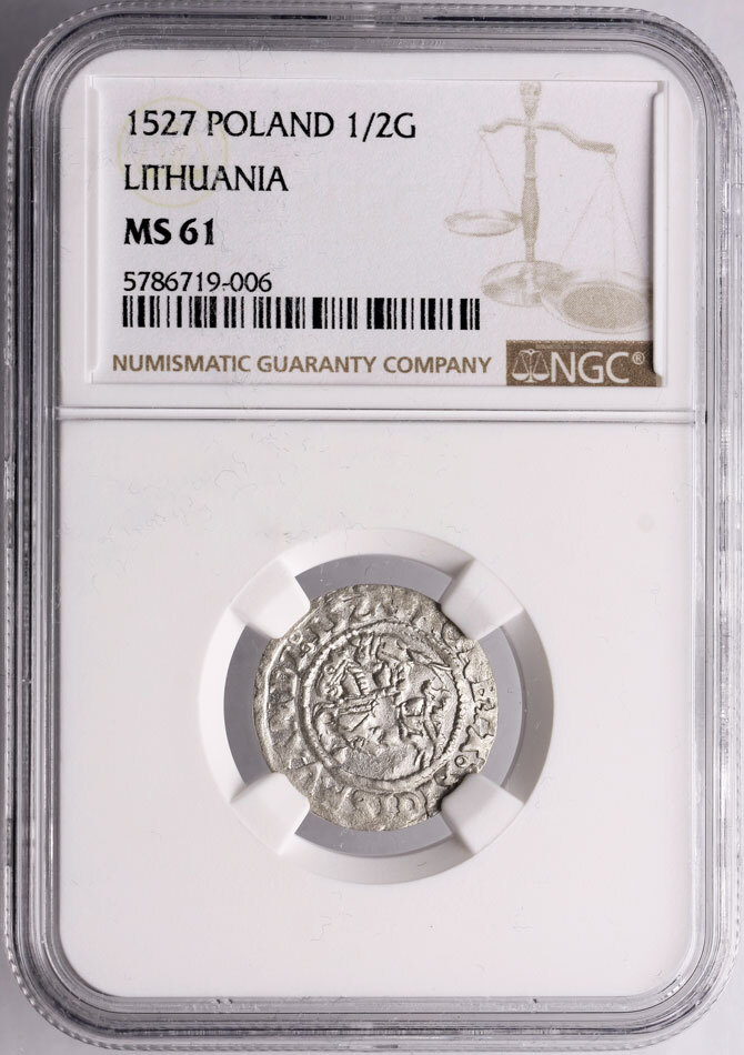 Poland / Lithuania 1/2 Groschen 1527 Zygmunt I Stary 1506-1548 NGC MS ...