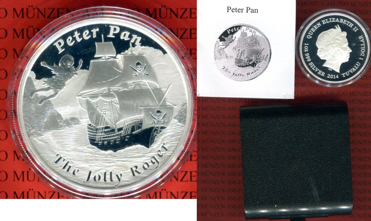 Tuvalu 1 Dollar 2014 Peter Pan- The Jolly Roger proof | MA-Shops