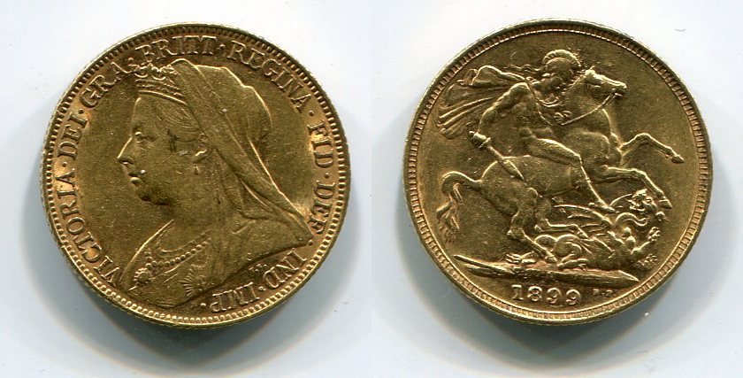 England Great Britain UK Australien Sovereign 1899 M Victoria Melbourne St. Georg Typ USA xf-au ...