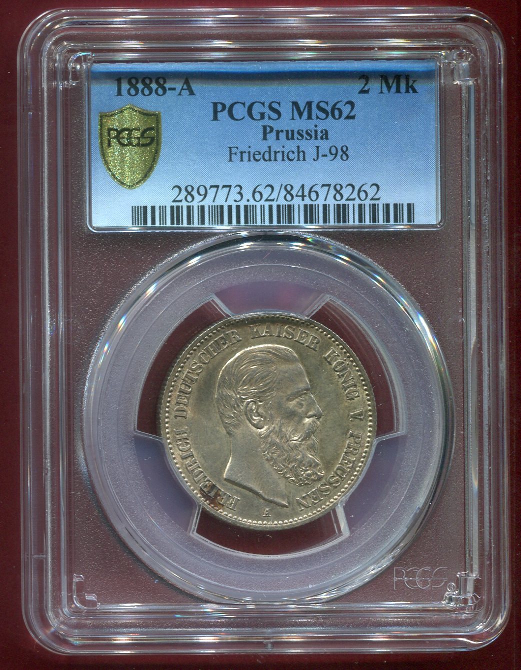 Preußen Germany 2 Mark 1888 A Friedrich III. PCGS Holder MS 62 | MA-Shops