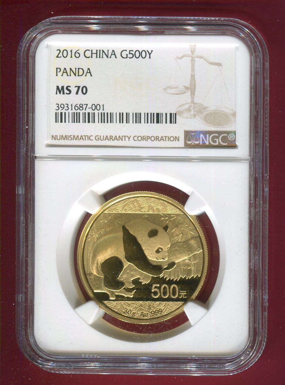 China 500 Yuan Goldmünze 2016 Panda NGC MS 70 | MA-Shops