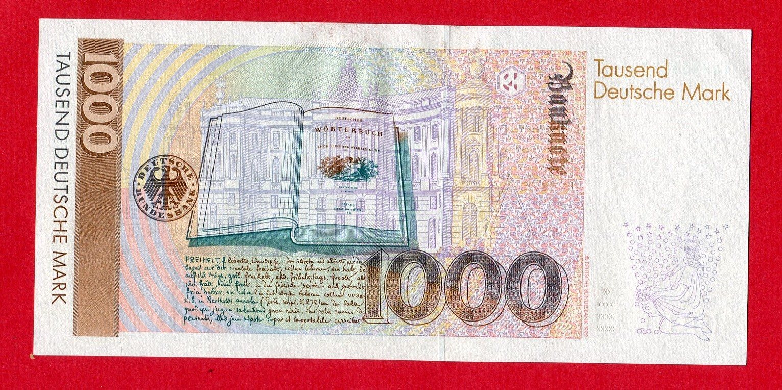 BRD, Deutsche Bundesbank 1000 DM Deutsche Mark 1991 Gebrüder Grimm ...