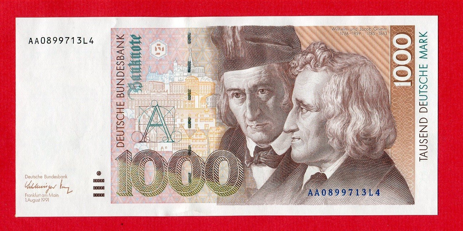 BRD, Deutsche Bundesbank 1000 DM Deutsche Mark 1991 Gebrüder Grimm ...