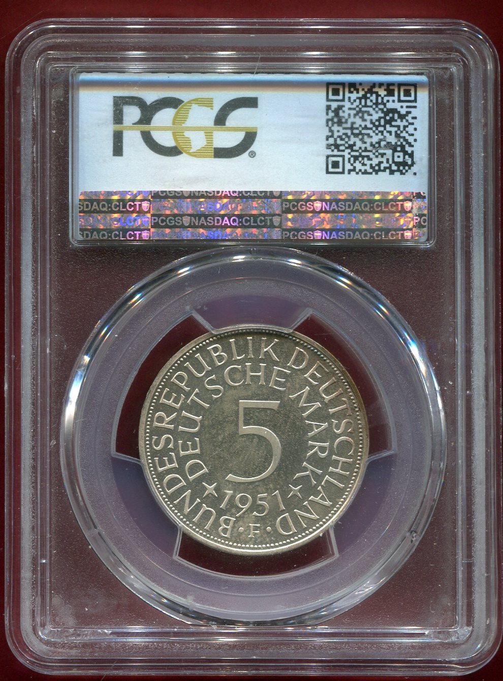 Germany-Federal Rep 5 Deutsche Mark DM 1951-F Silberadler Auflage nur ...