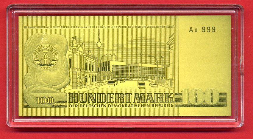 DDR 0,5 Gramm Goldnote 1975 100 Mark Banknote - Karl Marx Gold with ...