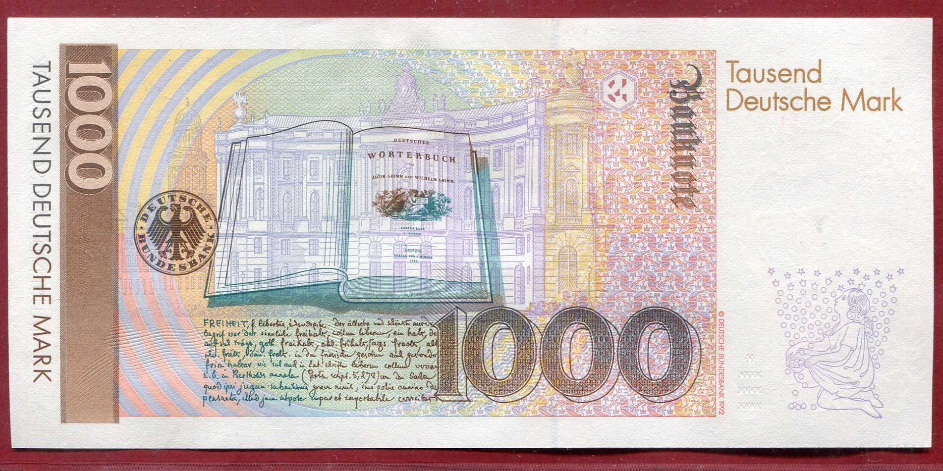 BRD Bundesrepublik Deutschland, FRG, Germany 1000 DM Banknote ...