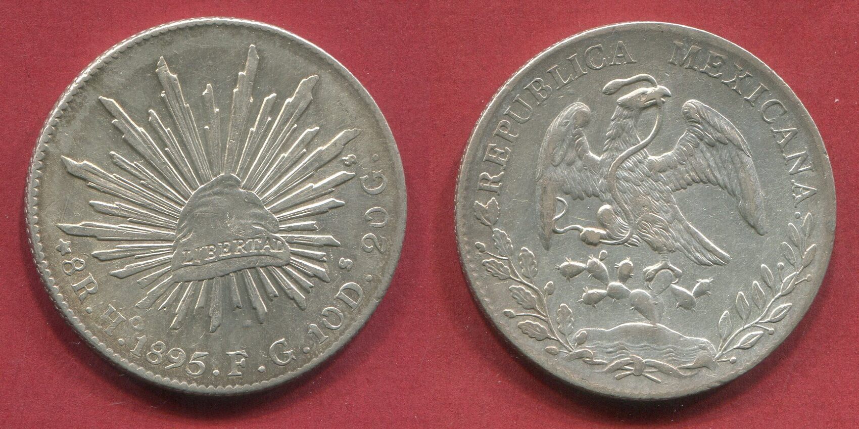 Mexico 8 Reales 1895 Ho FG Hermosillo Selten sehr kleine Auflage 320.000 low mintage scarce USA ...