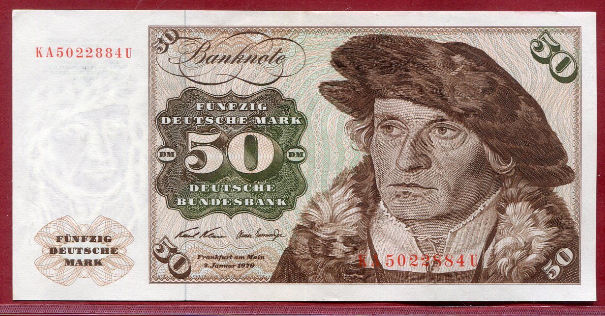 Western Germany FRG Bundesrepublik Deutschland 50 DM Banknote 1970 Ser ...