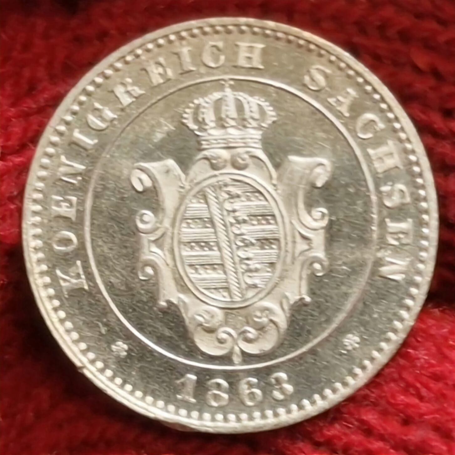 Sachsen Germany 2 Neugroschen 20 Pfennig 1863 B König Johann Unc ...