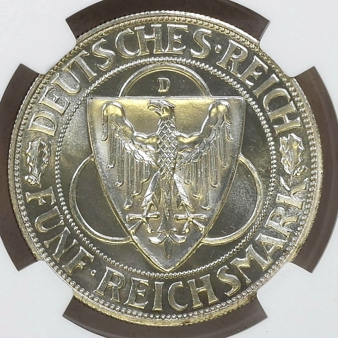 GERMANY 5 Mark 1930 D Rheinlandräumung Rhineland Liberation second ...