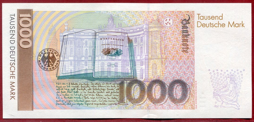 BRD Bundesrepublik Deutschland, FRG, Germany 1000 DM Banknote ...