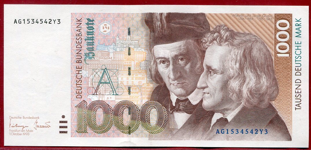BRD Bundesrepublik Deutschland, FRG, Germany 1000 DM Banknote ...