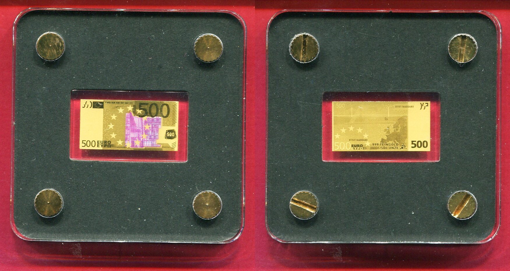 Deutschland 1/500 Unze Gold 500 Euro Banknote 01.01.2002 Prooflike in ...