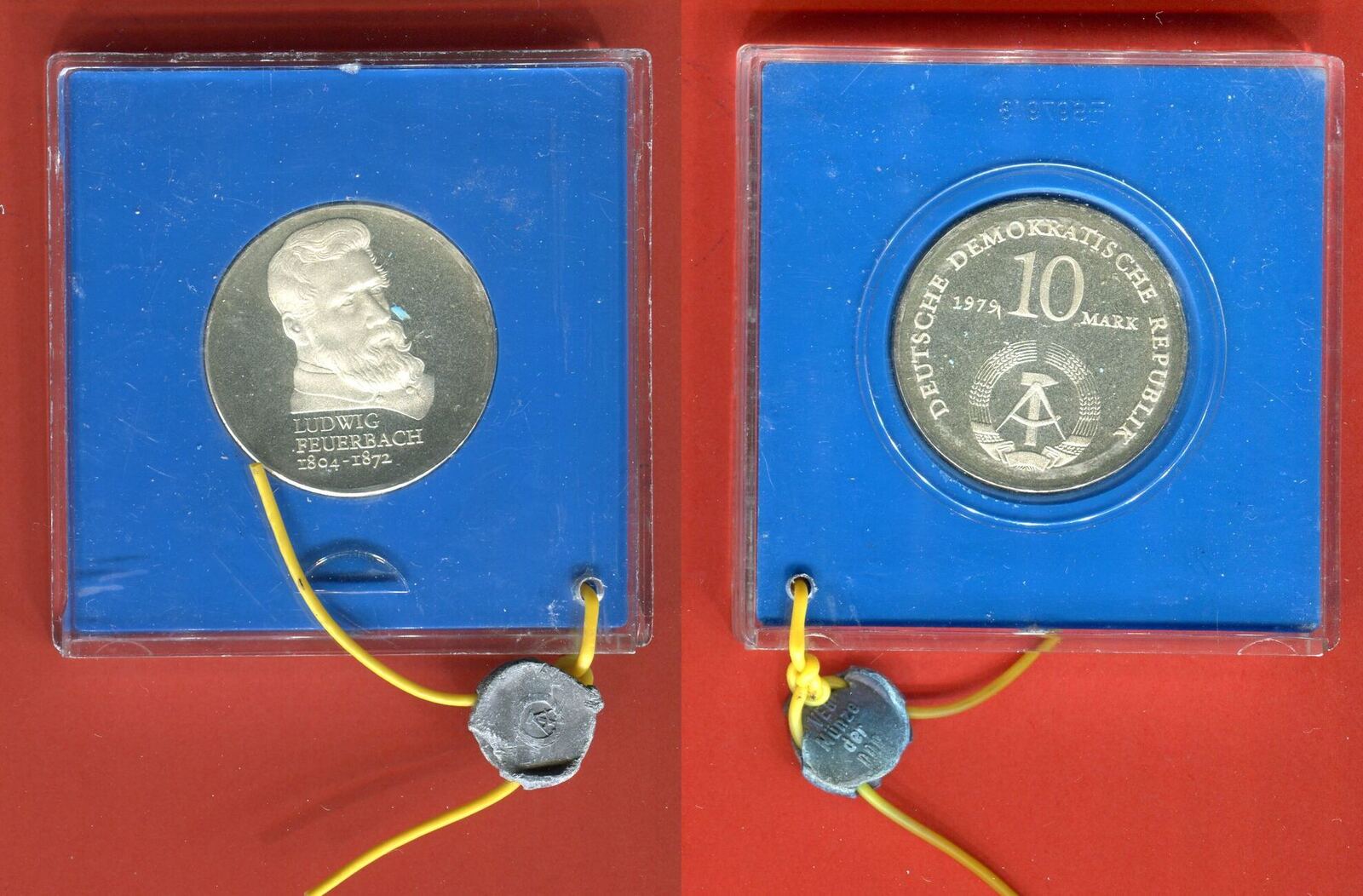 DDR 10 Mark Gedenkmünze Silber 1979 Ludwig Feuerbach PP Proof sealed ...