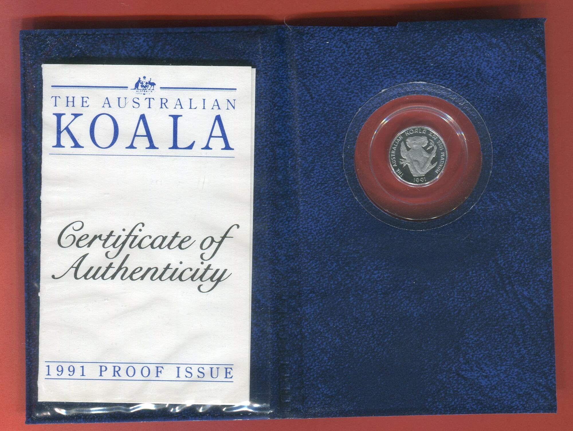 Australien 5 Dollars 1/20 Unze Platin 1991 Koala PP Proof with folder ...