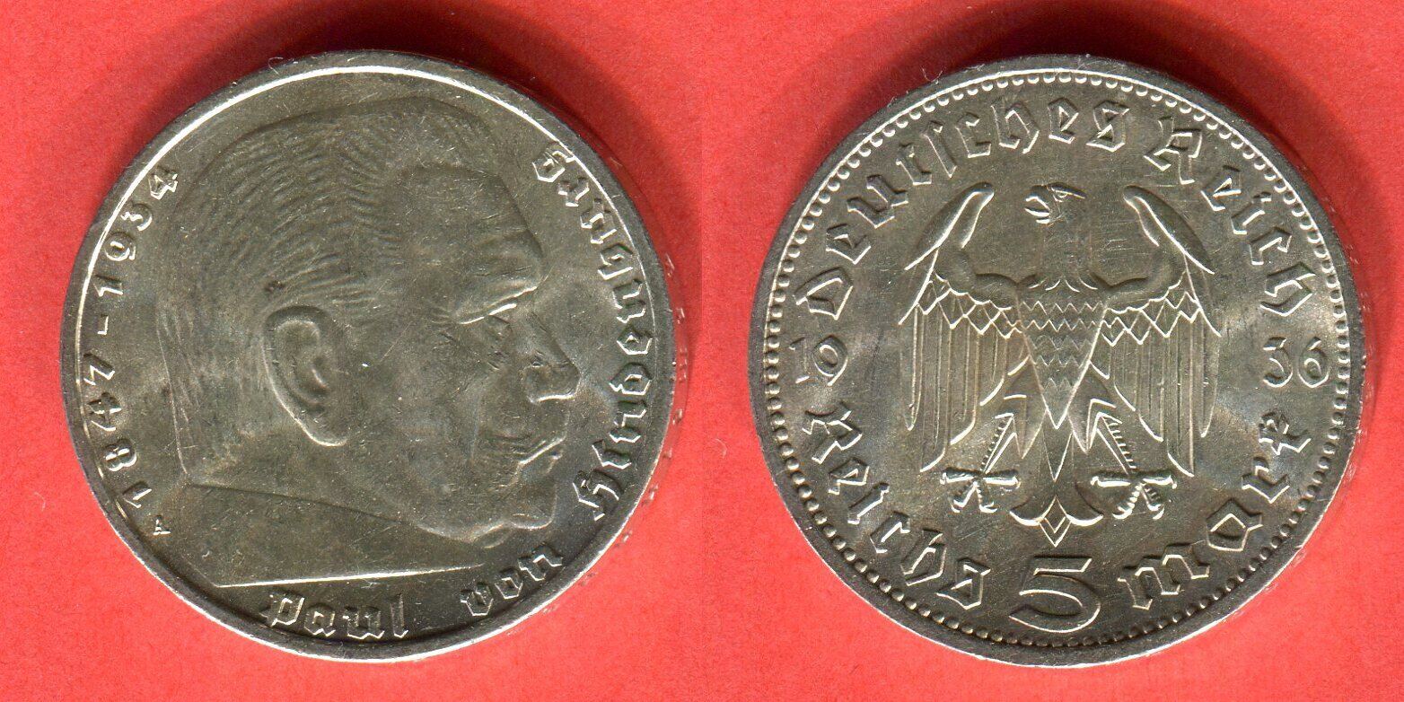 Germany Deutschland 1933 - 1945 5 Reichsmark Silbermünze 1936 A ...