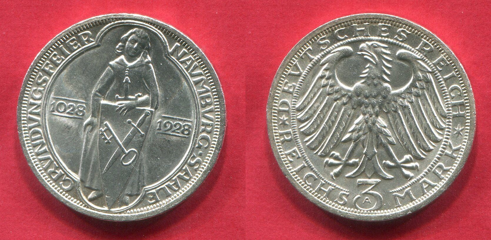 Weimarer Republik Deutschland 3 Mark Silber 1928 A 900 Jahre Naumburg ...