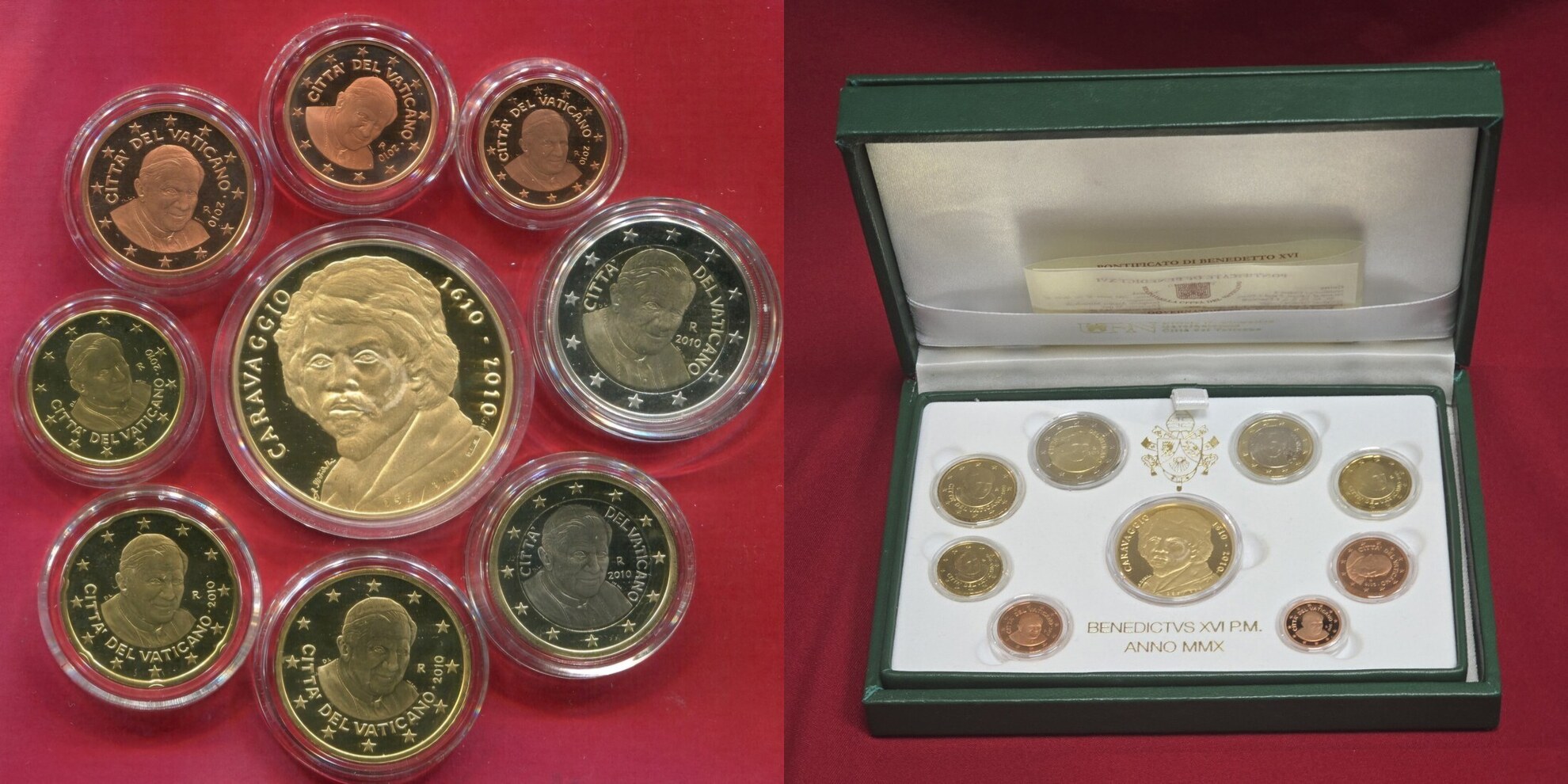 Vatikan Vatican KMS 1 cent - 2 Euro mit 1 Unze Gold 2010 MMX Papst ...