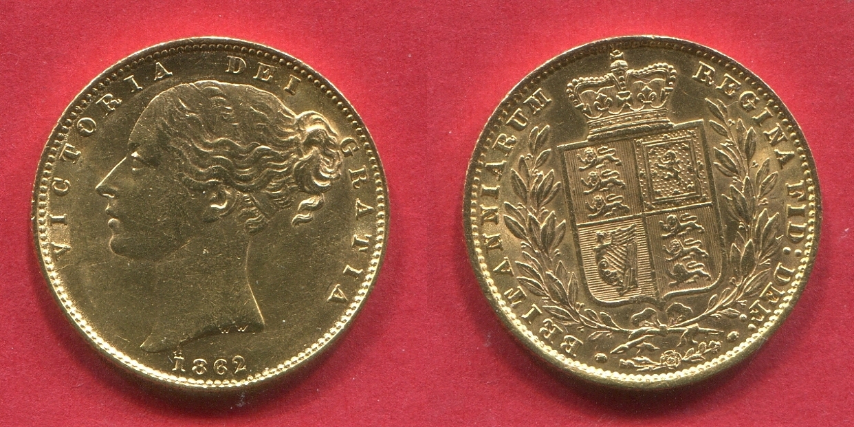 England Great Britain UK Sovereign, 1 Pfund Gold 1862 Victoria Shield ...