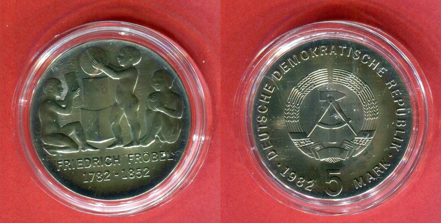 DDR 5 Mark Neusilber 1982 200. Geburtstag von Friedrich W. A. Fröbel unc. slightly toned with ...