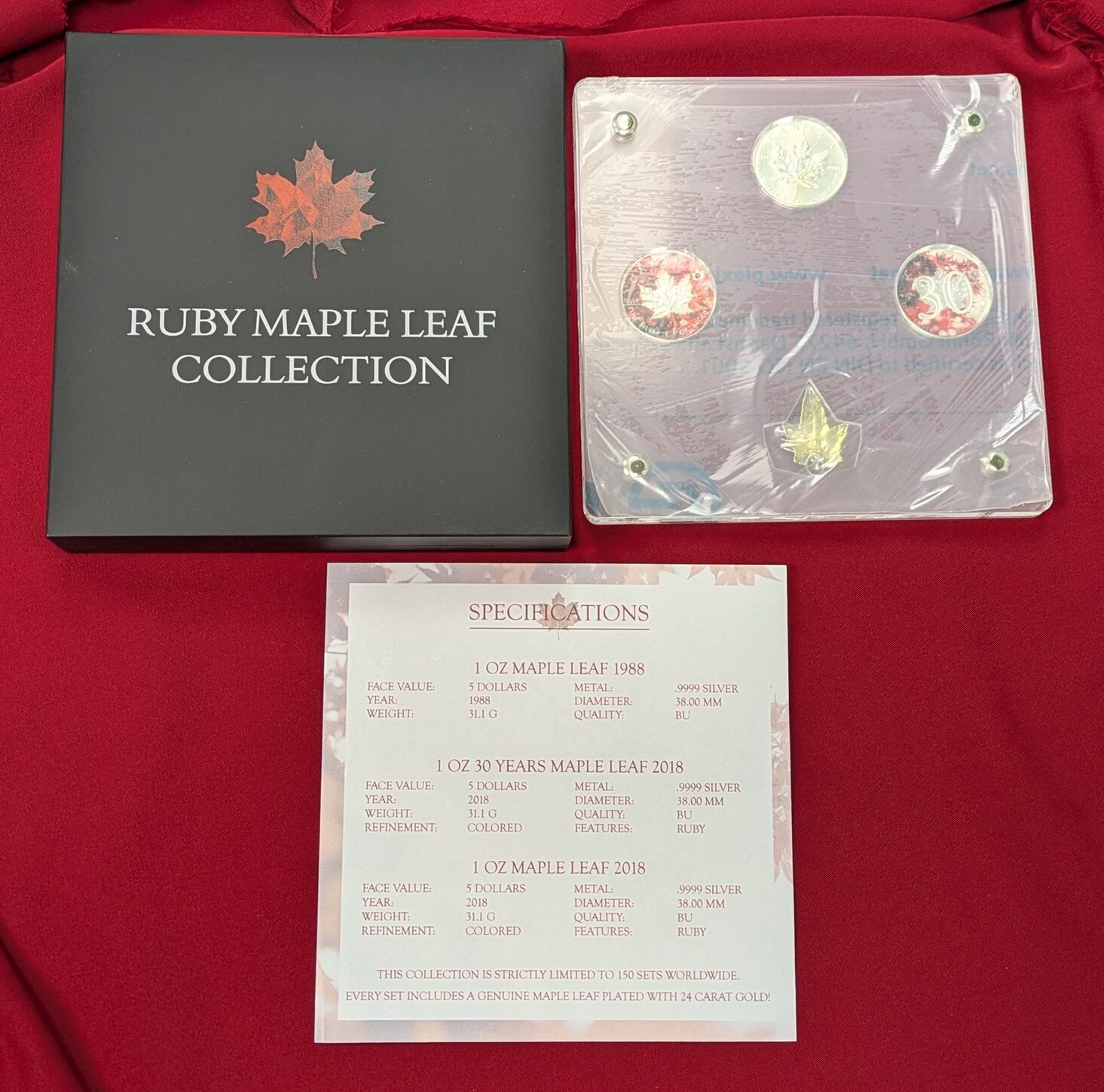 Kanada 3 x 5 Dollar Münzen Silber 1988 - 2018 Ruby Maple Leaf ...