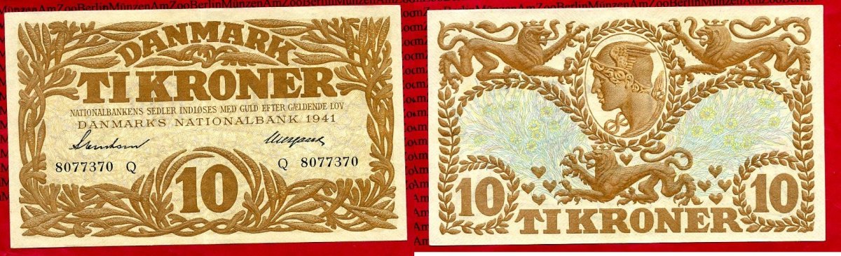Dänemark Denmark Banknote 10 Kronen Ti Kroner Dänemark 10 Kronen 1939 ...