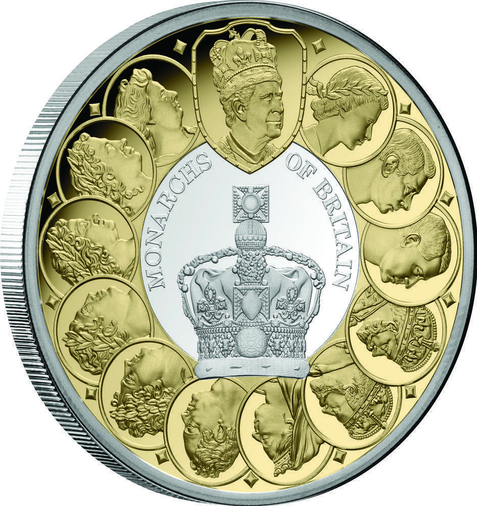 1 Dollar MONARCHS OF BRITAIN Gilded 1 Oz Silver Coin 1$ Niue 2025 Proof ...