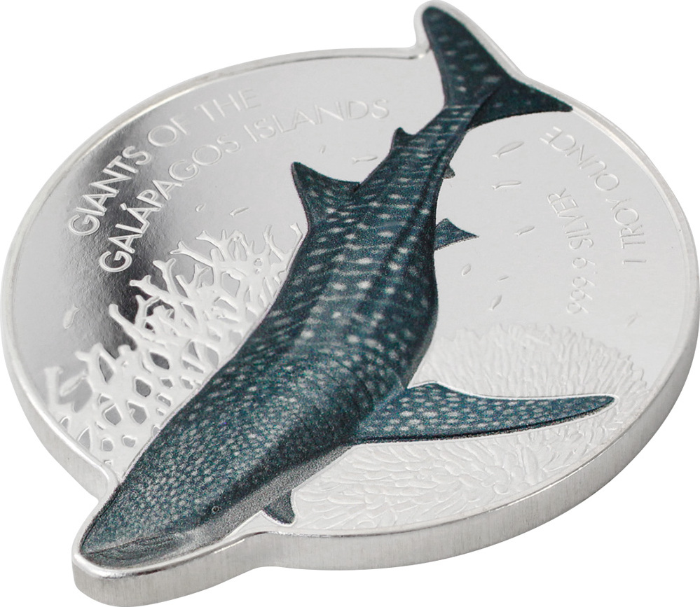 2 Dollars WHALE SHARK Giants of the Galapagos Island 1 Oz Silver Coin 2 ...